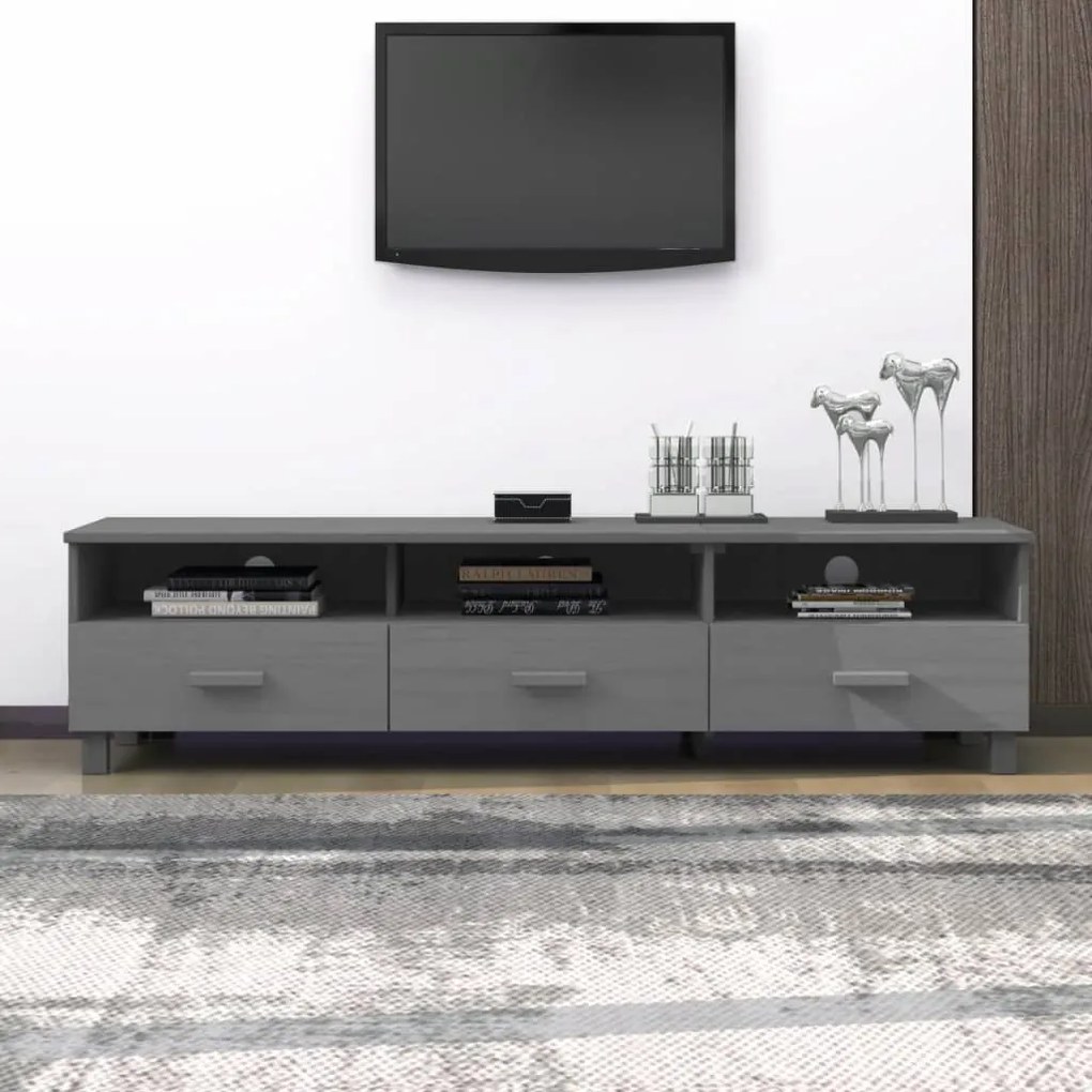 TV stolek HAMAR tmavě šedý 158 x 40 x 40 cm masivní borovice 340474