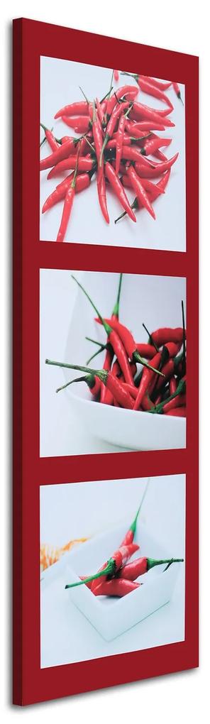 Gario Obraz na plátně Červené chilli papričky na červeném pozadí Rozměry: 30 x 90 cm
