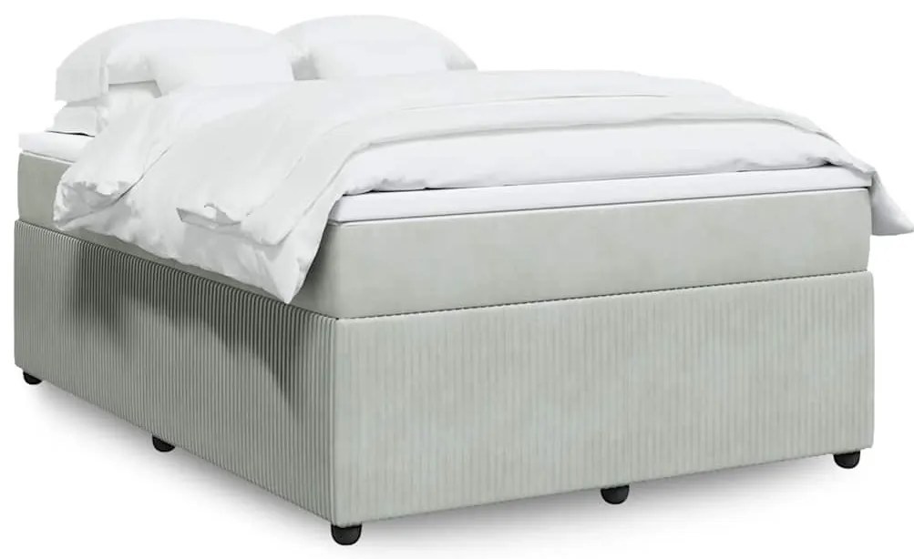 Box spring postel s matrací světle šedá 160x200 cm samet 3285650