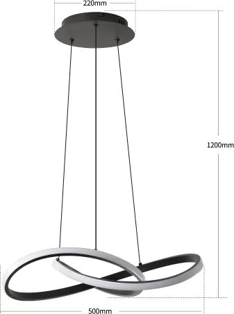 Brilagi - LED Stmívat. lustr na lanku INFINITY LED/55W/230V 50x50 cm černá + DO