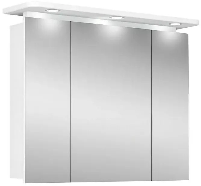 Riva Zrcadlová skříňka s LED osvětlením Aquila, 92,3 × 75,2 × 25 cm, bílá