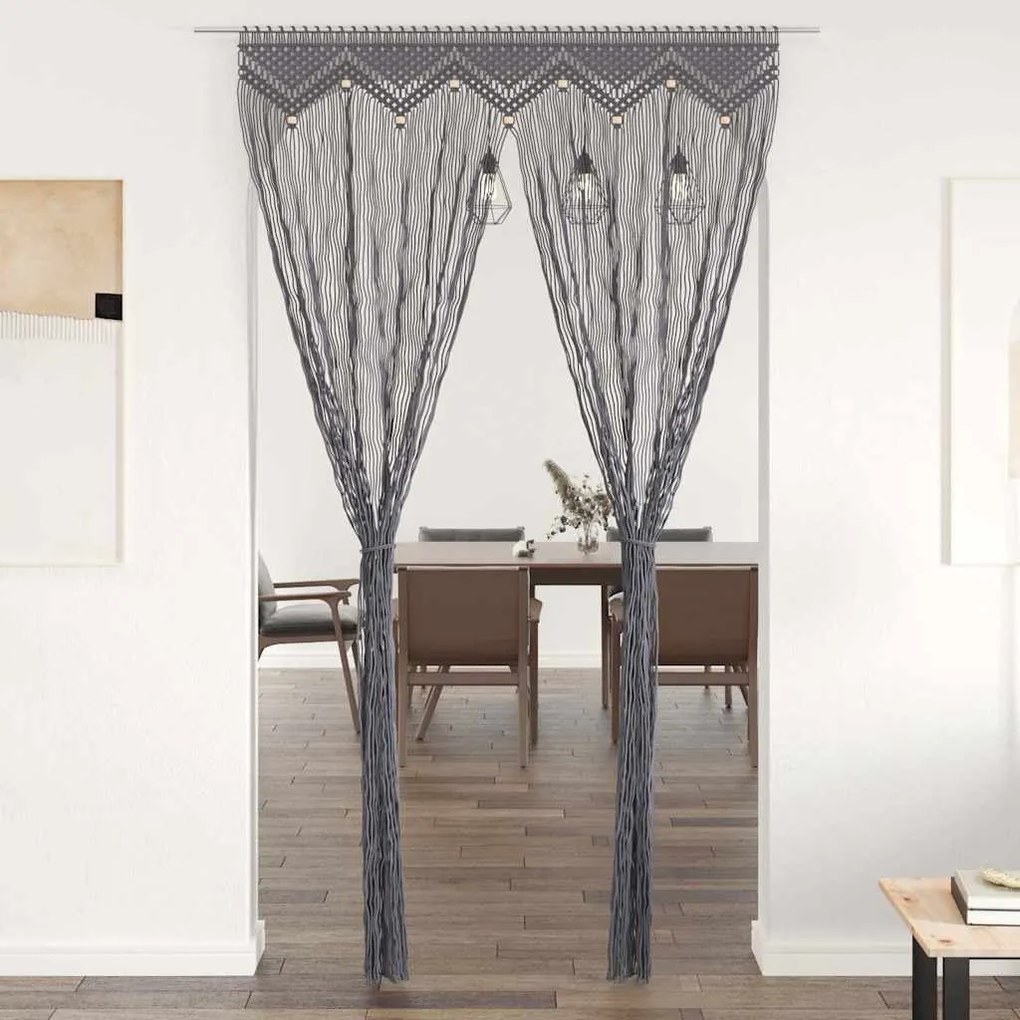 Macramé závěs antracitový 140 x 240 cm bavlna 323992