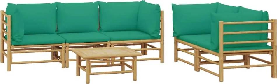 vidaXL 6dílná zahradní sedací souprava s poduškami bambus [3155154] Barva polštáře: Světle šedá