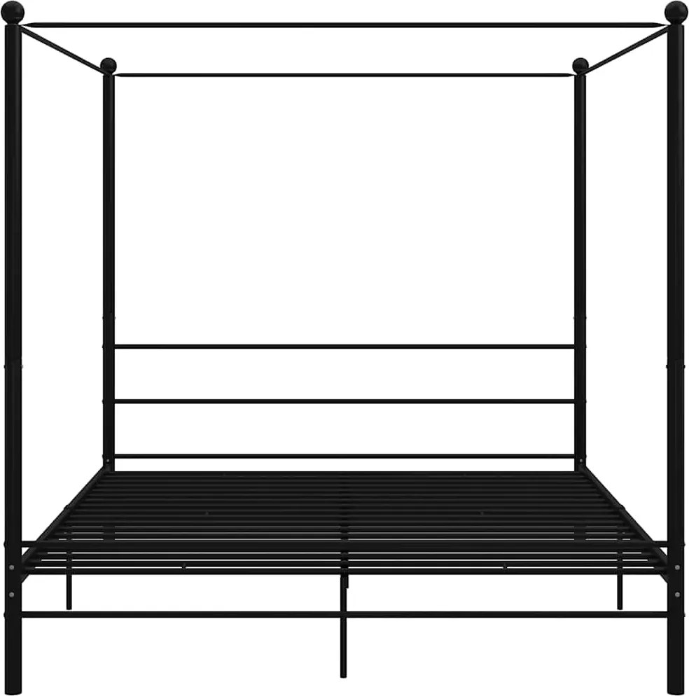 Rám postele s nebesy černý kovový 200 x 200 cm 325069