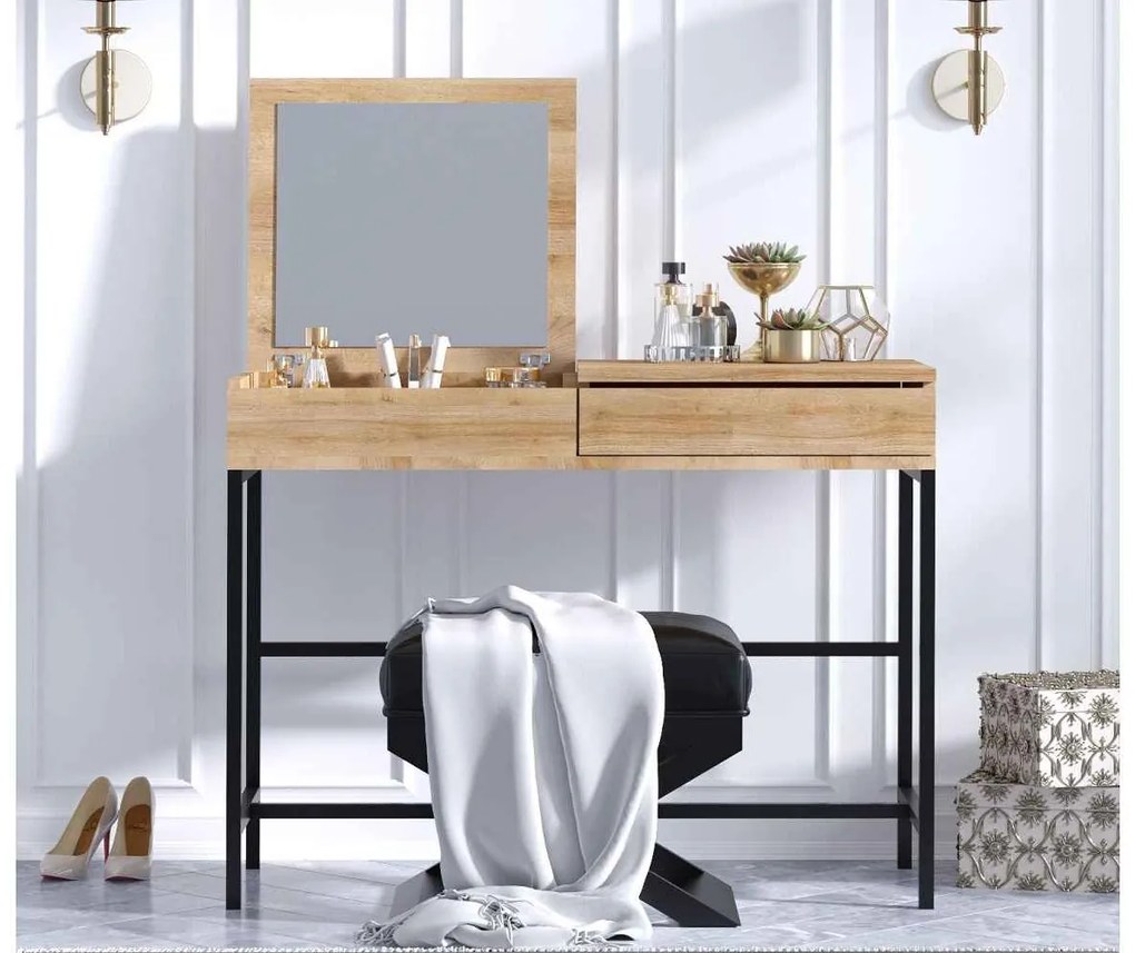 Designový toaletní stolek Dalius 100 cm vzor dub