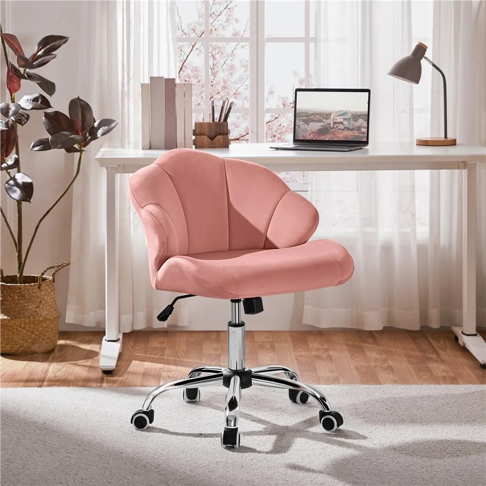 Kancelářská židle Yaheetech – růžová, 60 cm (šířka) × 60 cm (hloubka) × 76,5 cm – 86 cm (266901824875)