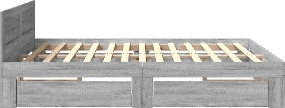 Rám postele s čelem šedý sonoma 180 x 200 cm kompozitní dřevo 3295546