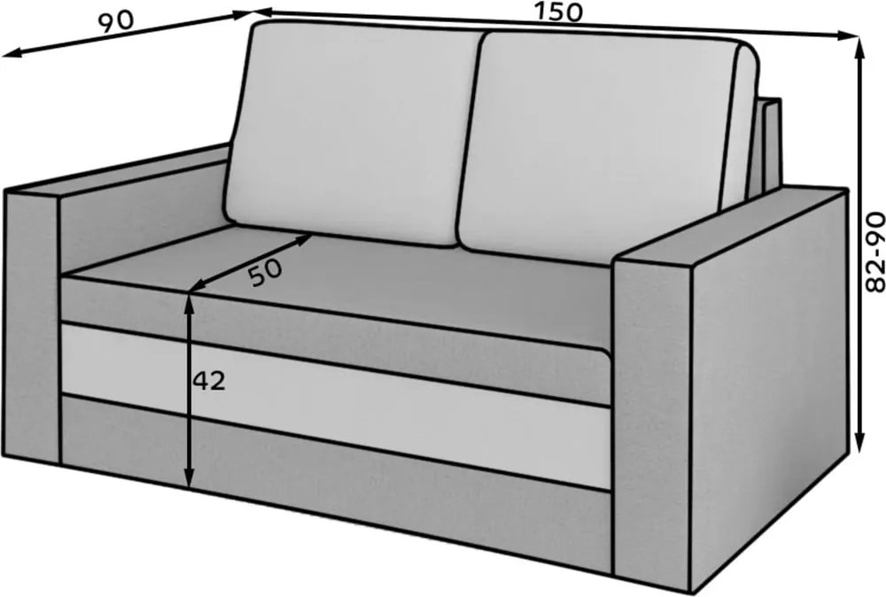 Modrá sametová rozkládací/s úložným prostorem pohovka 151 cm Wave – ELTAP