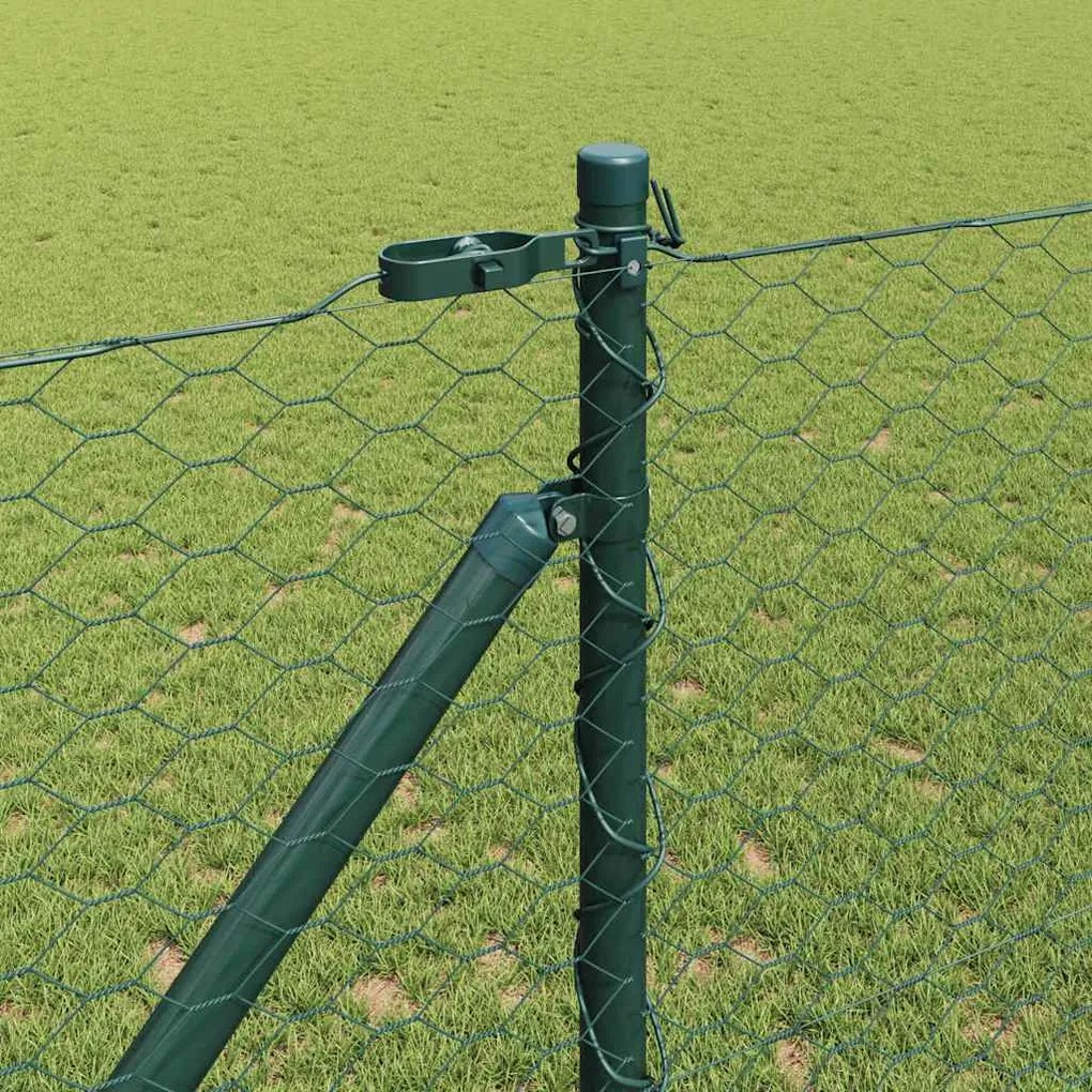 Hexagonální plot s podpěrou 50 x 1,4 m Ocel potažená PVC Zelená 3353140