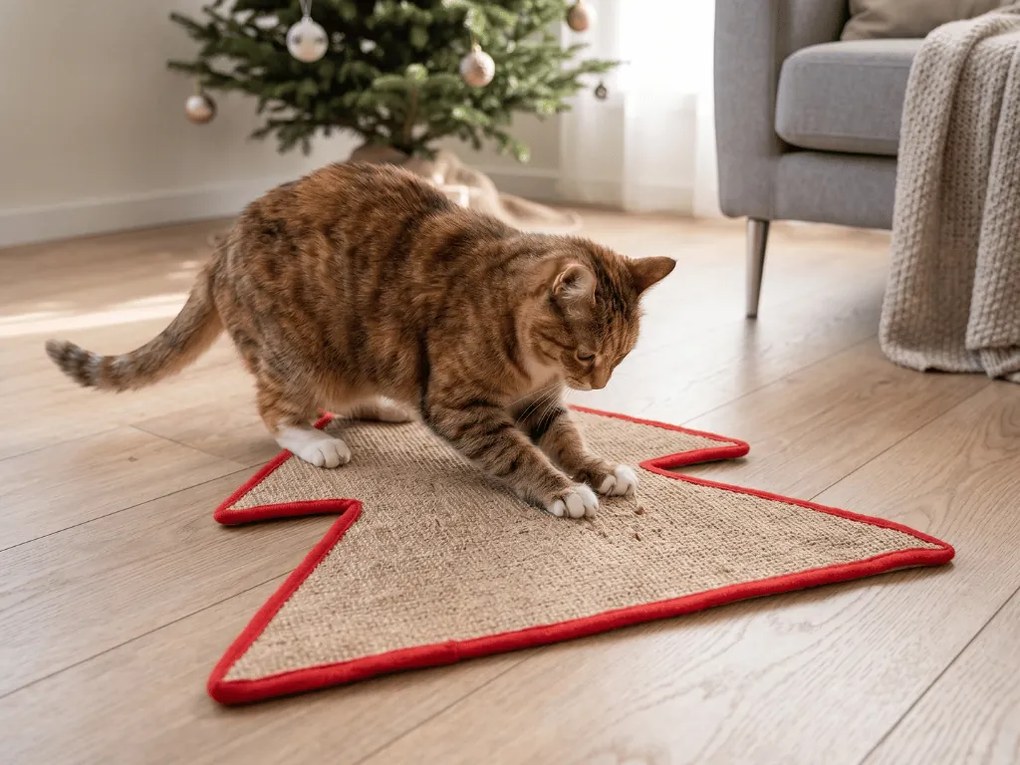 Vánoční škrábací podložka pro kočky FESTIVE PAWS 60×50 cm