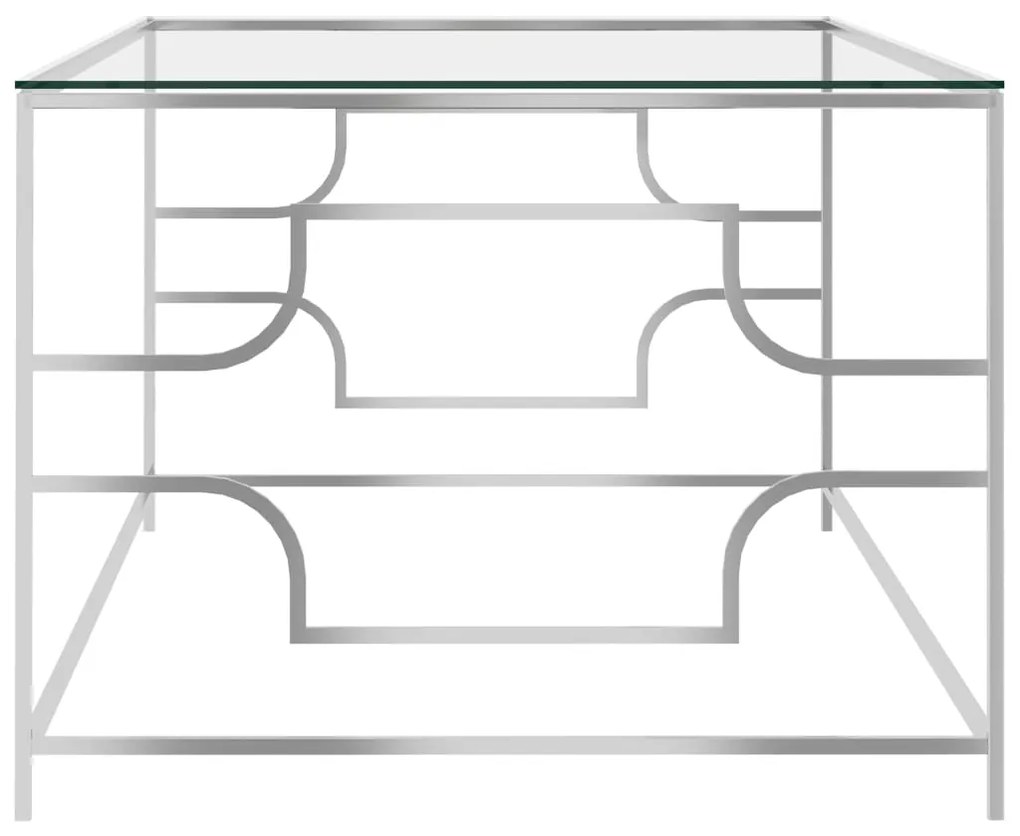 Konferenční stolek stříbrný 120x60x45 cm nerezová ocel a sklo - Default Title