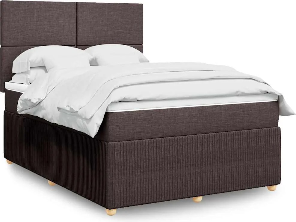 Box spring postel s matrací tmavě hnědá 140x190 cm textil 3294347