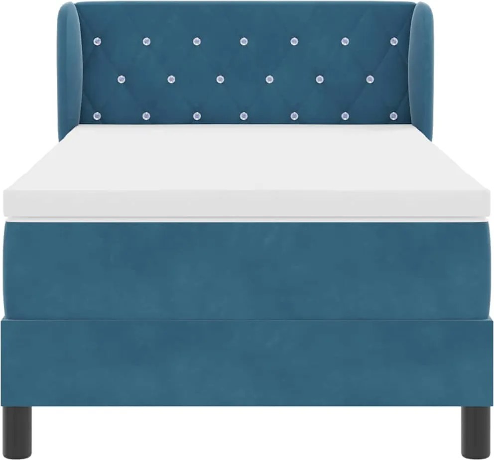Postel s boxspringem s čelo Tmavě moddrá 90 x 190 cm samet 3340314