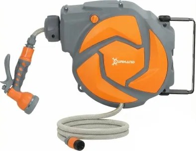 DURHAND nástěnný naviják hadice 10+1 m s automatickým navíjením a trychtýřem se 7 funkcemi, otočný o 180°