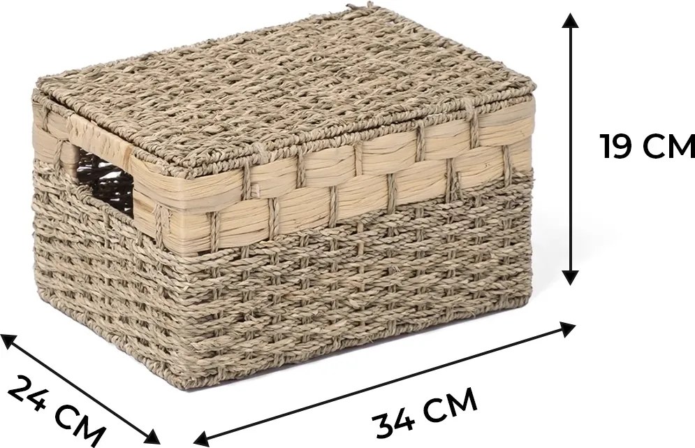 Massivo.cz Pletené košíky s víkem z mořské trávy (3v1 - produkt 7)