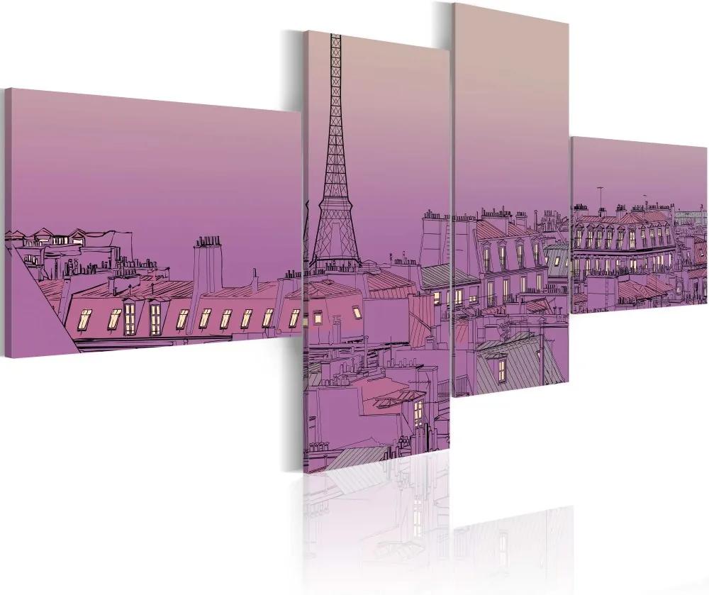 Obraz na plátně Bimago - Purple Paris 100x45 cm