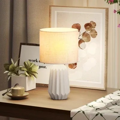 HOMCOM Stolní lampa, lampička na stůl, noční lampička s lněným stínidlem, kolébkový spínač, lampička na psací stůl, 22 x 39 cm, béžová