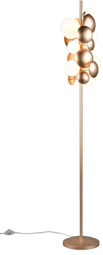 Stojací lampa se skleněným stínidlem ve zlato-bílé barvě (výška 155 cm) Bubble – Trio Select