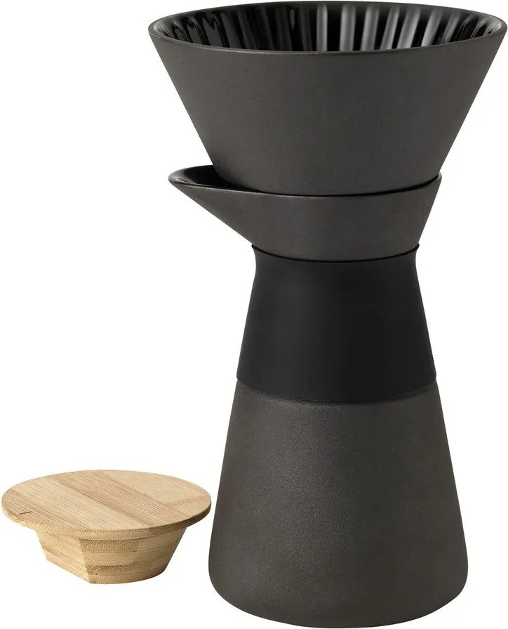 Černý kameninový set na překapávanou kávu 600 ml Theo – Stelton