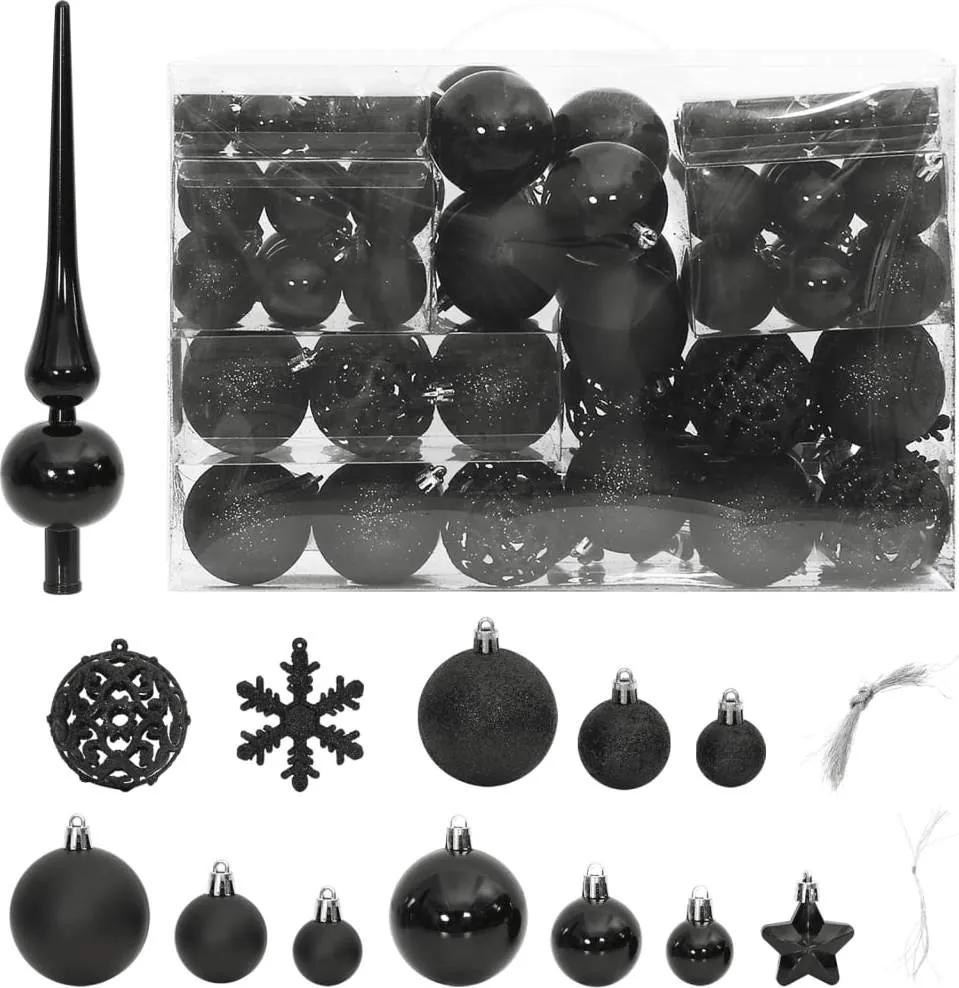 vidaXL 111dílná sada vánočních ozdob polystyren [356109] Barva: Černá