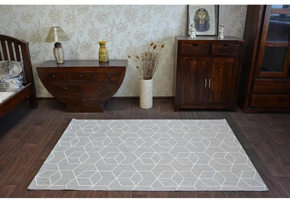 Kusový koberec Kostky 3D šedý 120x170cm