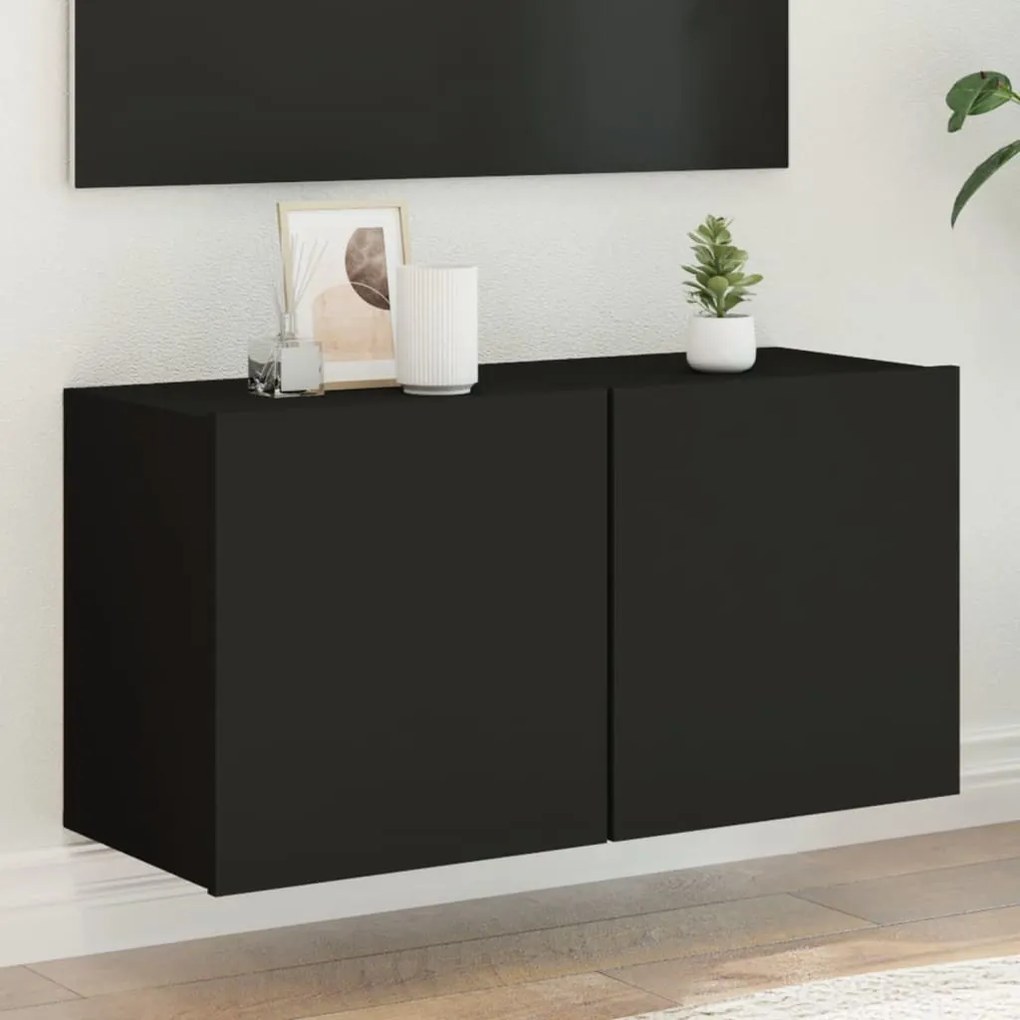 vidaXL TV skříňka nástěnná 80 x 30 x 41 cm [836964] Barva: Černá