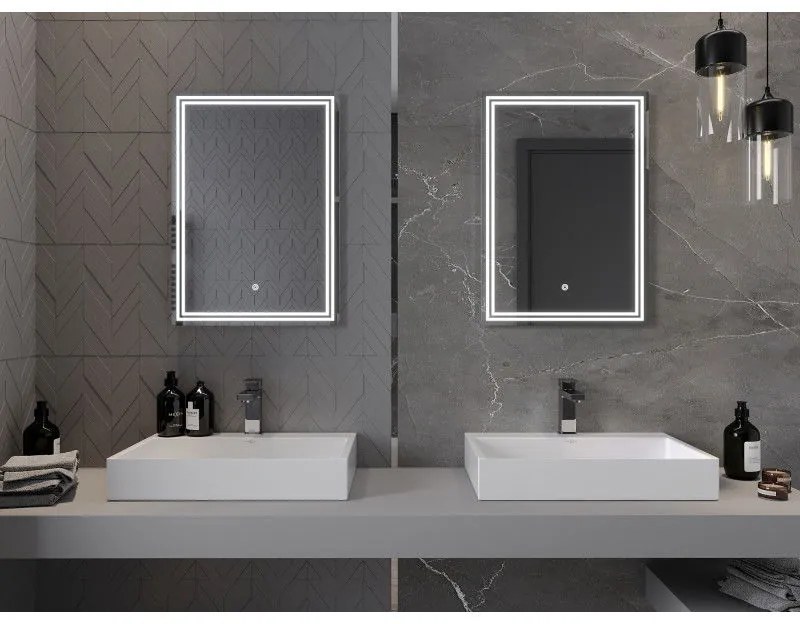 Mexen Taco, LED koupelnové zrcadlo s podsvícením 50x70 cm, 6000K, ochrana proti zamlžování, 9805-050-070-611-00