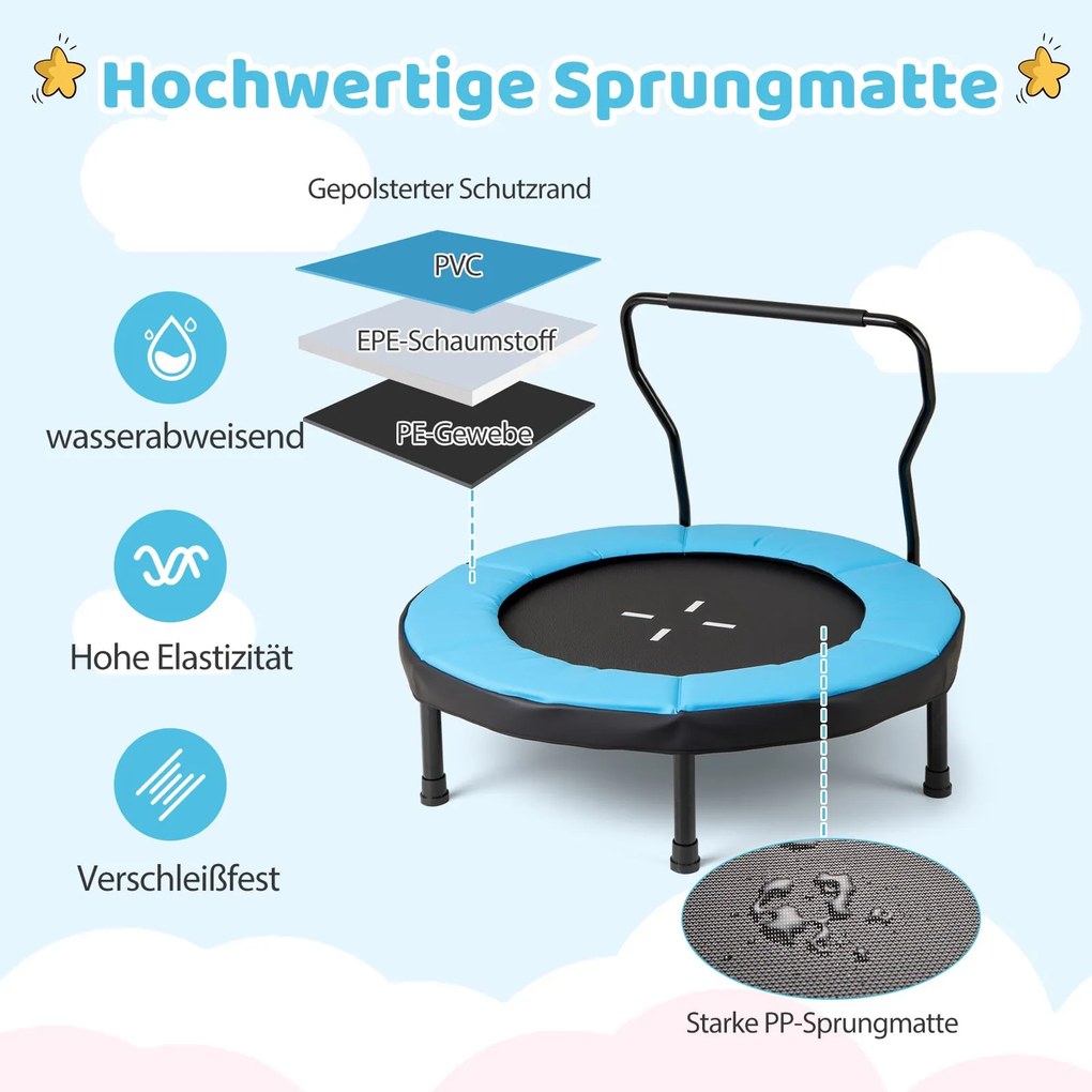 Costway Ø102 cm dětská trampolína s odnímatelnou rukojetí mini trampolína do 100