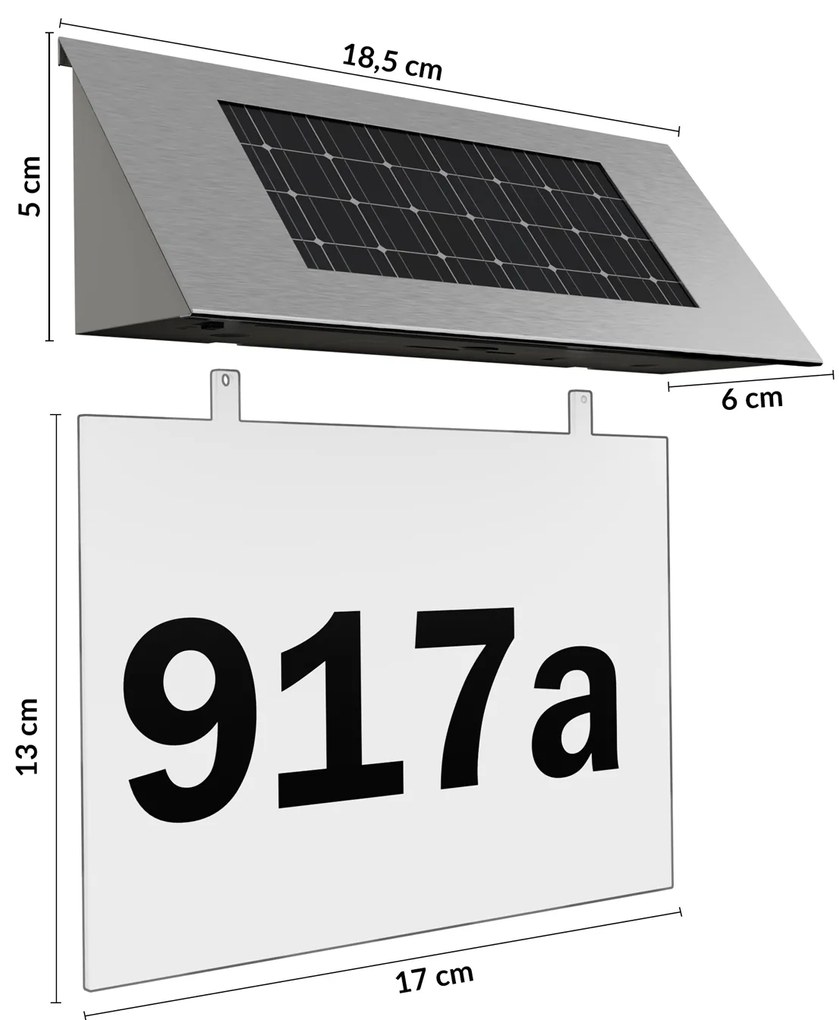 LED solární domovní číslo transparentní 105370
