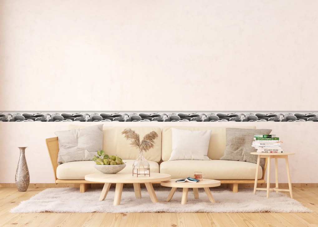 Samolepící bordura na zeď Kameny na Pláži | 5 m x 13.8 cm | DWB8215