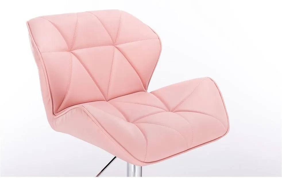 LuxuryForm Barová židle MILANO na kulaté stříbrné podstavě - růžová