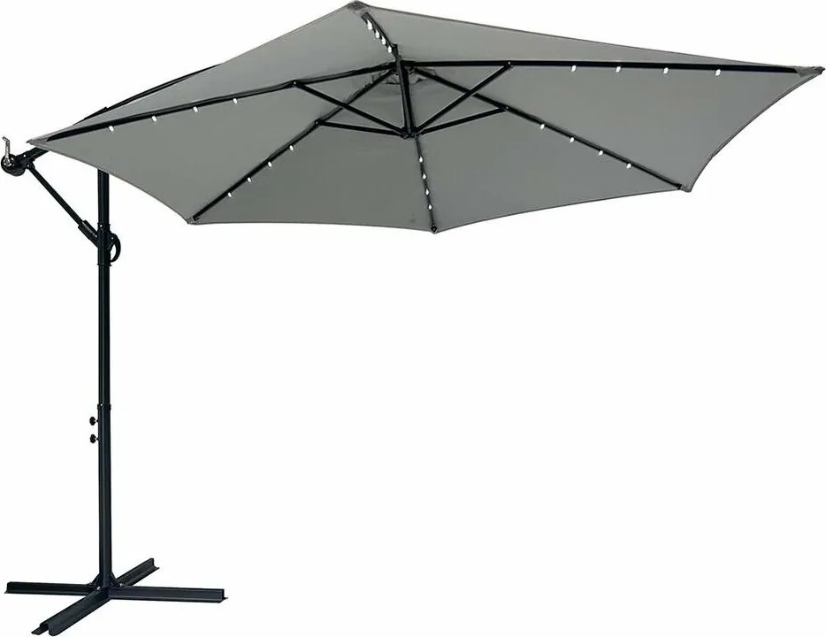 Avenberg Velký polohovatelný slunečník Sunny LED 300, šedá