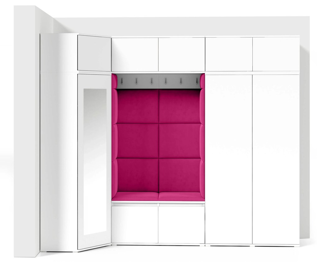 Eka Předsíňová stěna s čalouněnými panely Trinity 39 - Bílá / Růžová 2310