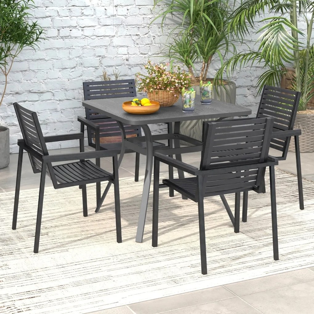 Costway Zahradní stůl s deskou ve vzhledu dřeva pro 4 osob – 80 × 80 × 73 cm