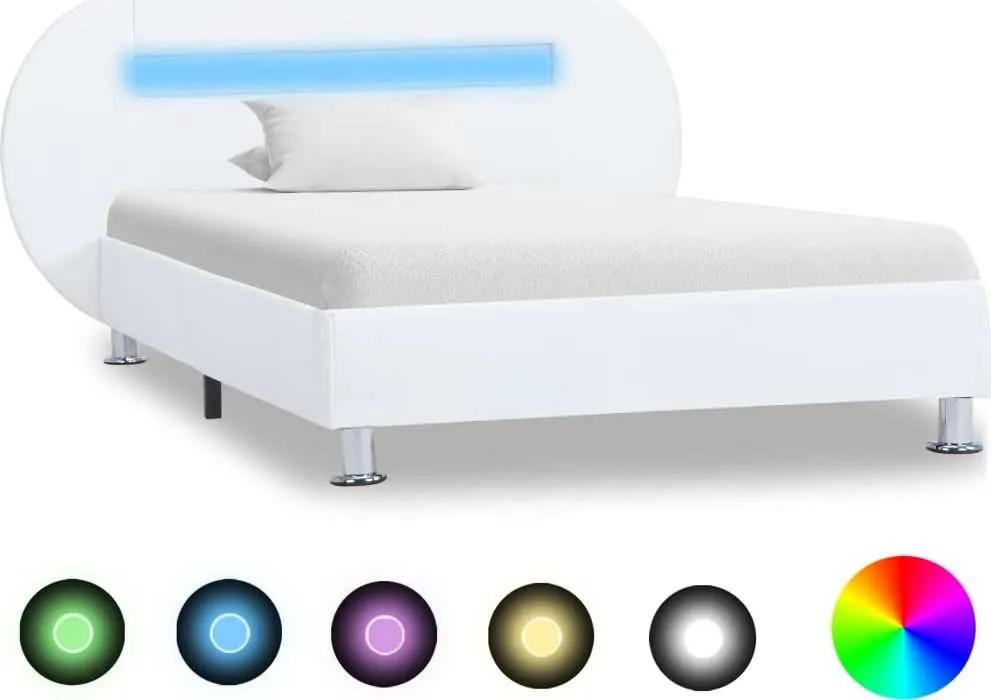 vidaXL Rám postele s LED světlem umělá kůže 90 x 200 cm [285438] Barva: Šedá