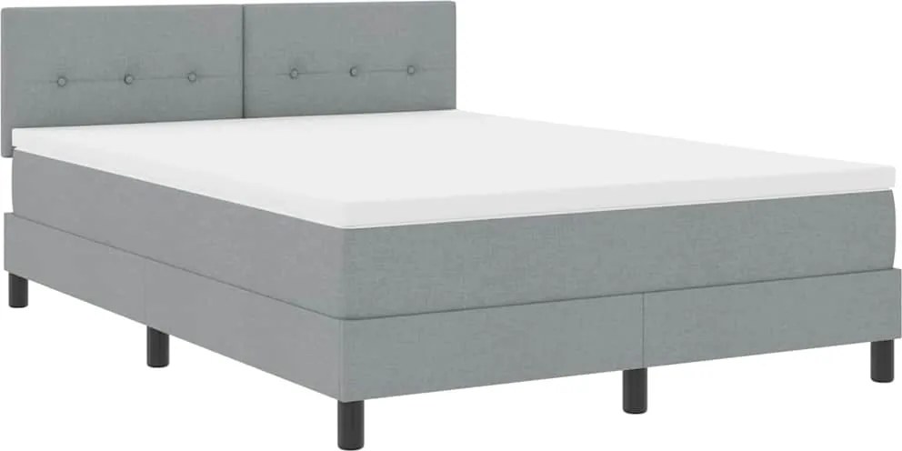 Postel s boxspringem s čelo Světle šedá 140 x 190 cm textil 3338685