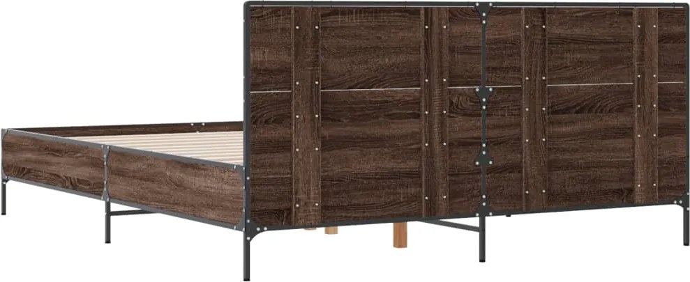 Rám postele hnědý dub 120 x 190 cm kompozitní dřevo a kov 3280026