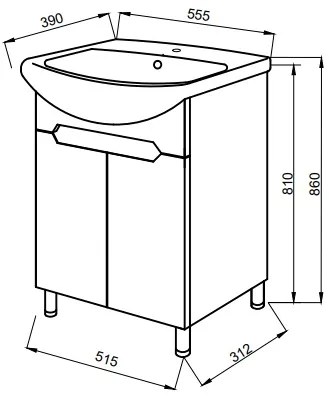 Lavedo Estel 55 koupelnová skříňka s umyvadlem