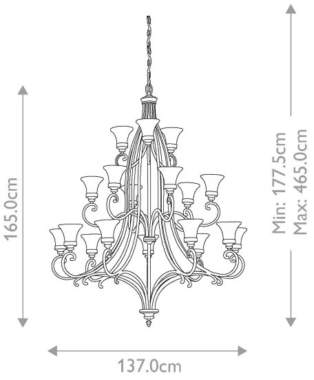 Feiss FE-DRAWING-ROOM18 - Lustr na řetězu DRAWING ROOM 18xE27/60W/230V