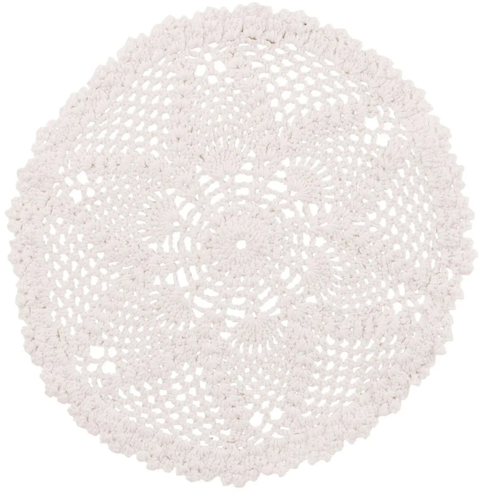 Bílé bavlněné kulaté prostírání krajka Lace white - Ø 32*0,5cm
