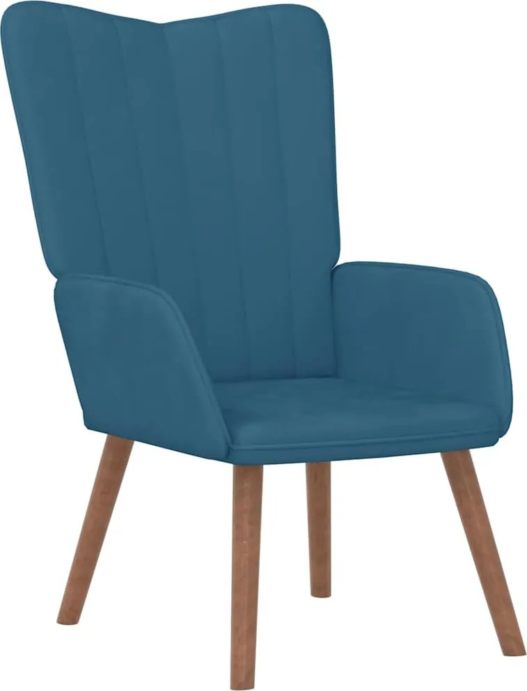 Relaxační křeslo se stoličkou modré samet 327676