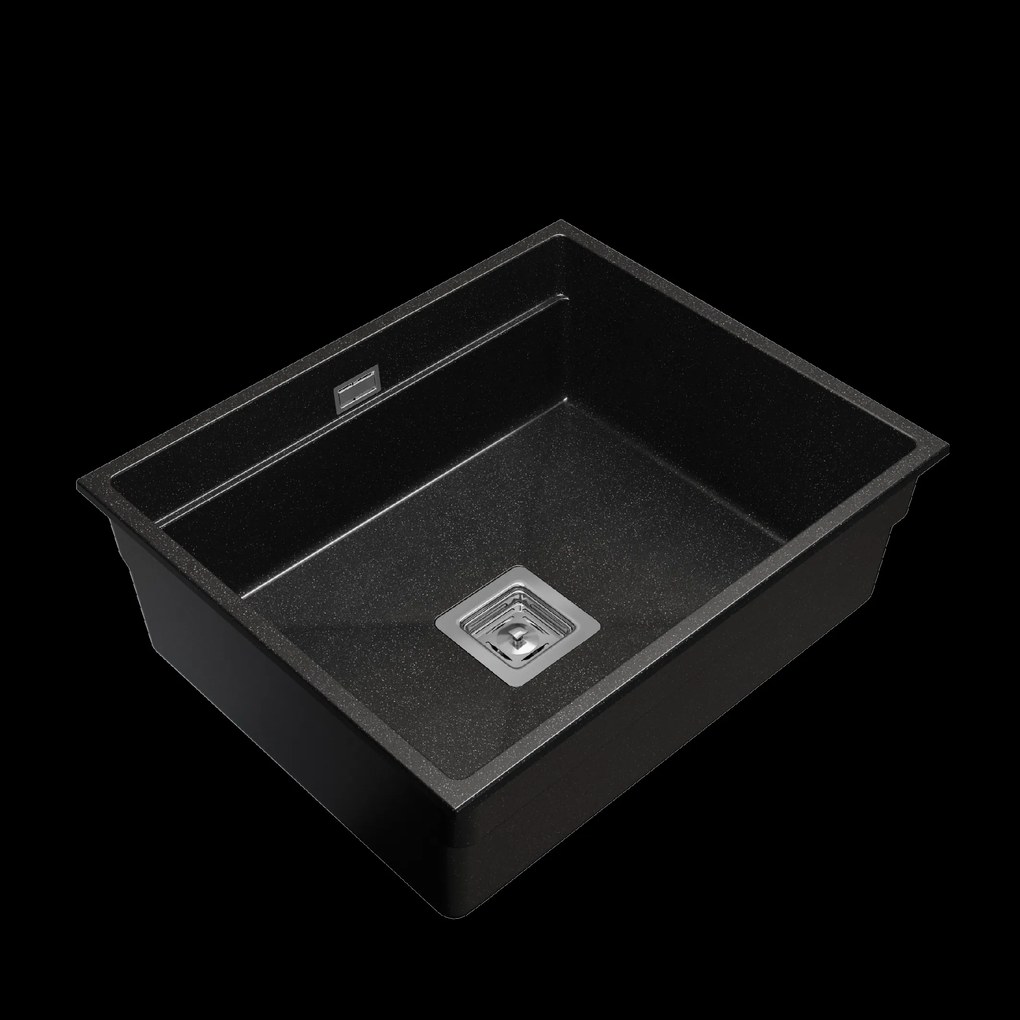 Gamma Decor 6050, 1-komorový granitový dřez 600x500x220 mm, černá skvrnitá, GMA-ZLE000109
