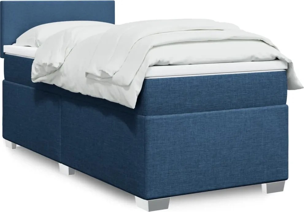 Box spring postel s matrací modrá 80x200 cm textil 3288014