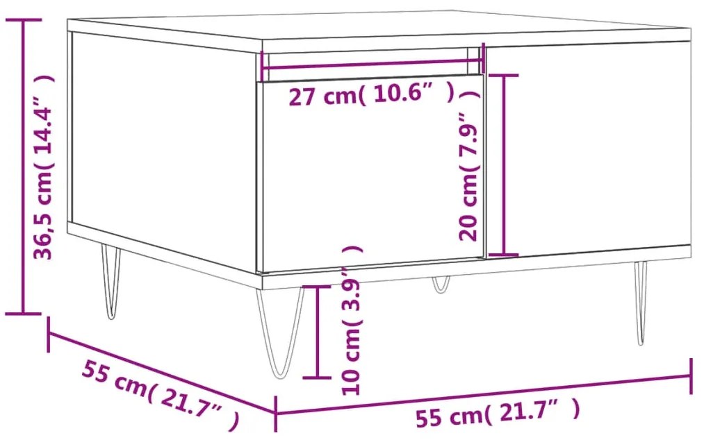 Konferenční stolek betonově šedý 55x55x36,5 cm kompozitní dřevo