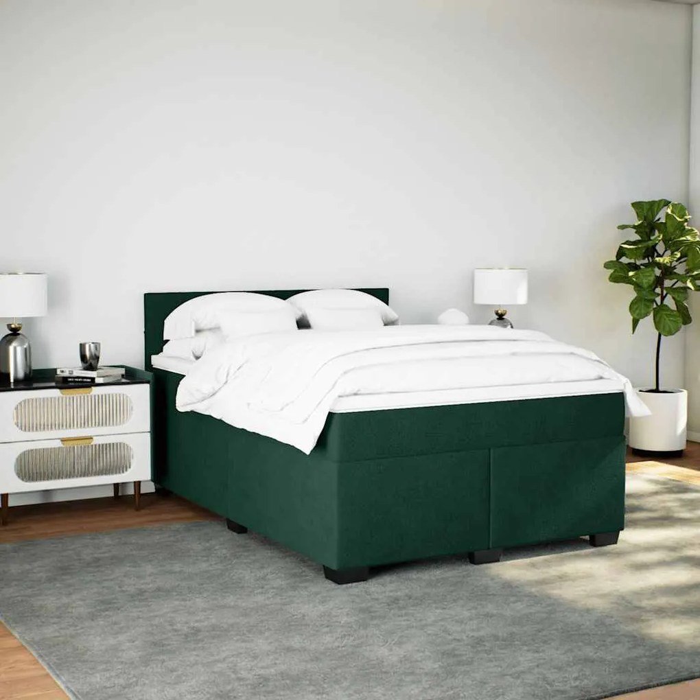 Box spring postel s matrací tmavě zelená 140x200 cm samet 3288633