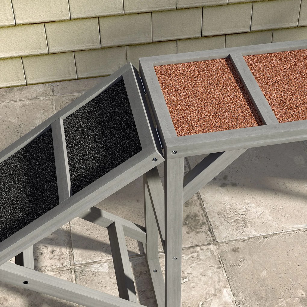 Agility lávka pro psy s bezpečnostní tyčí protiskluzový povrch odolný proti povětrnostním vlivům agility vybavení do 40 kg 335x55x60 cm šedá