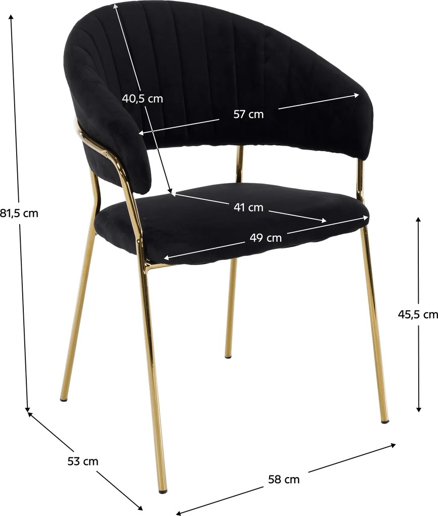 Designové jídelní křeslo, černá Velvet látka/gold chrom zlatý, DASMIN TYP 1