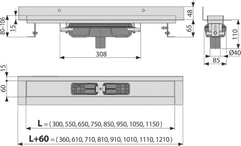 Alcaplast APZ1116-750 Wall Low liniový podlahový žlab