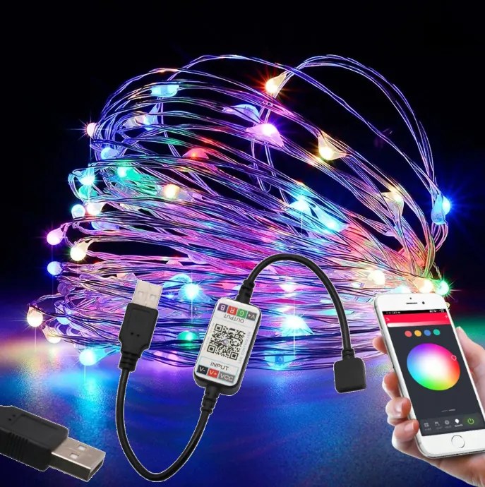 BERGE LED světelný řetěz - RGB MULTICOLOR - USB - SMART - 5 m