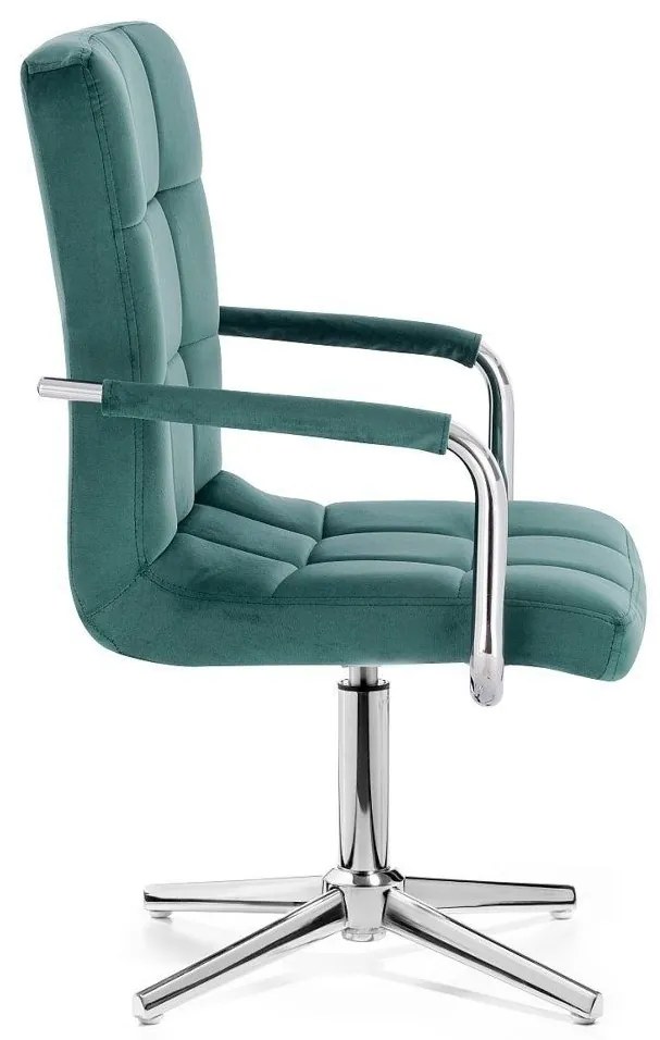 LuxuryForm DESIGN Otočná židle VERONA VELUR na stříbrném kříži - zelená